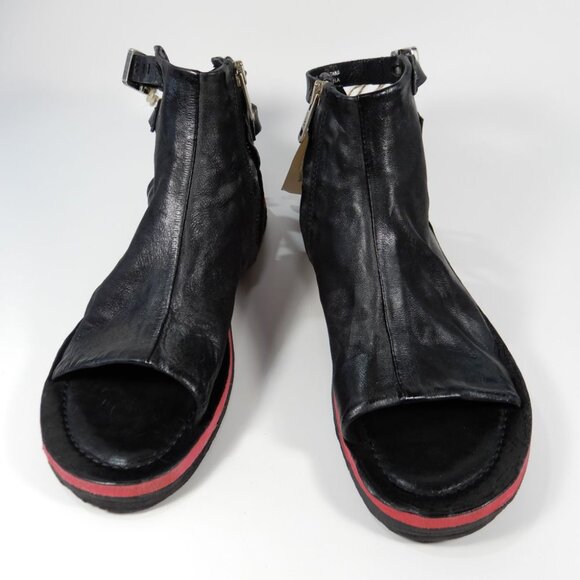 A.S.98 | Shoes | As98 Brighton Peep Toe Flat Sandals 37 65 7 Black Pink ...